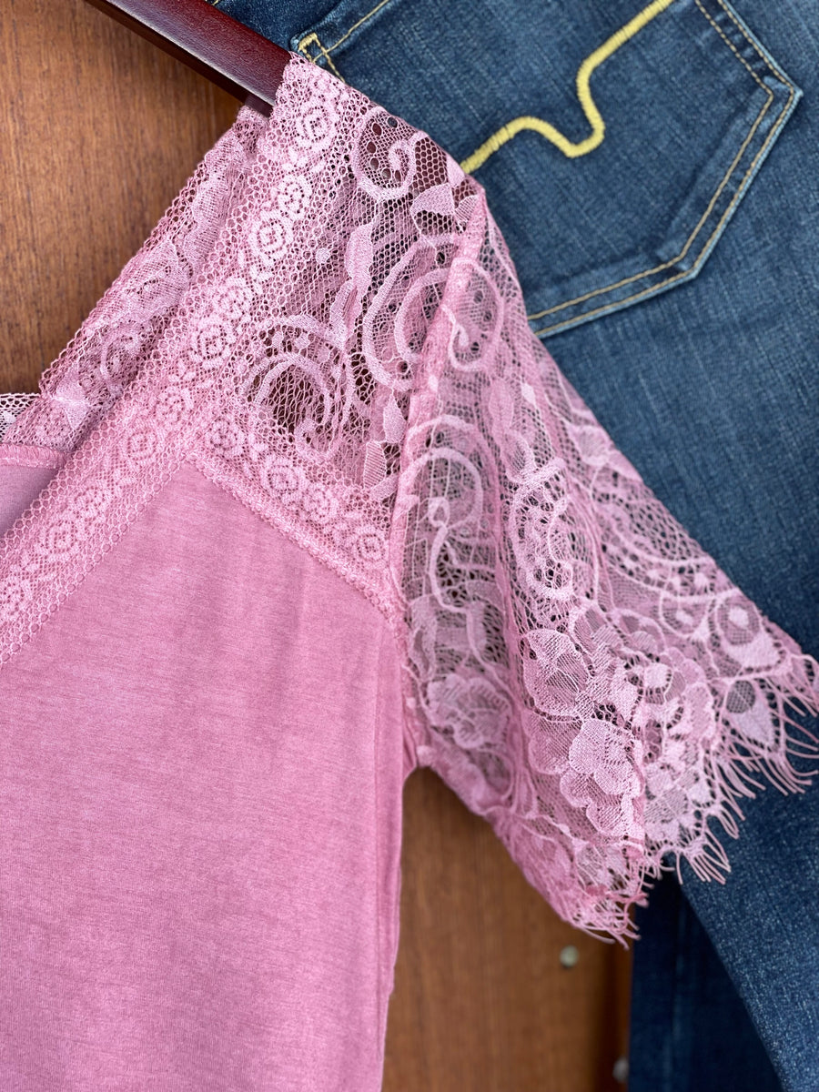 Carolina Lace Sleeve Top {Rose} – Woolies Quality Clothiers